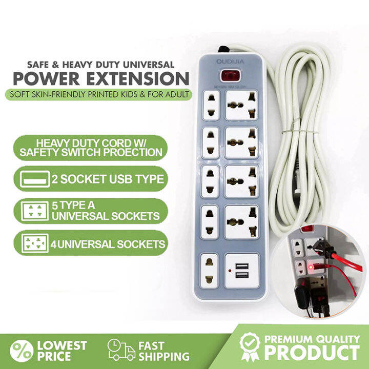Socket Power Extension With 7 Universal Socket and 2 USB outlets ...