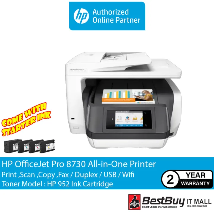 HP OfficeJet Pro 8730 All-in-One Printer - Print/Scan/Copy/Fax/Wireless (inks included) | Lazada