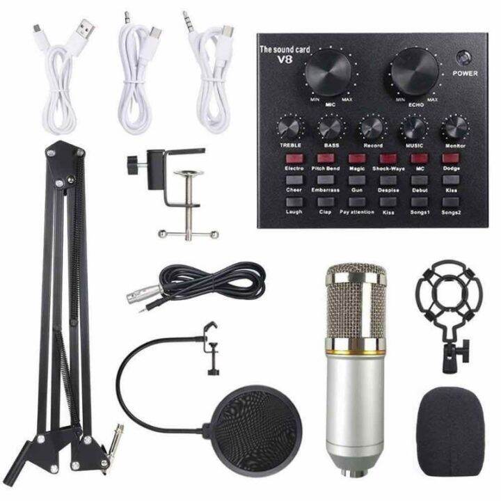 NadenCineda 100% Original BM-800 Condenser Microphone Kit With V8 Multifunctional Live Sound ...
