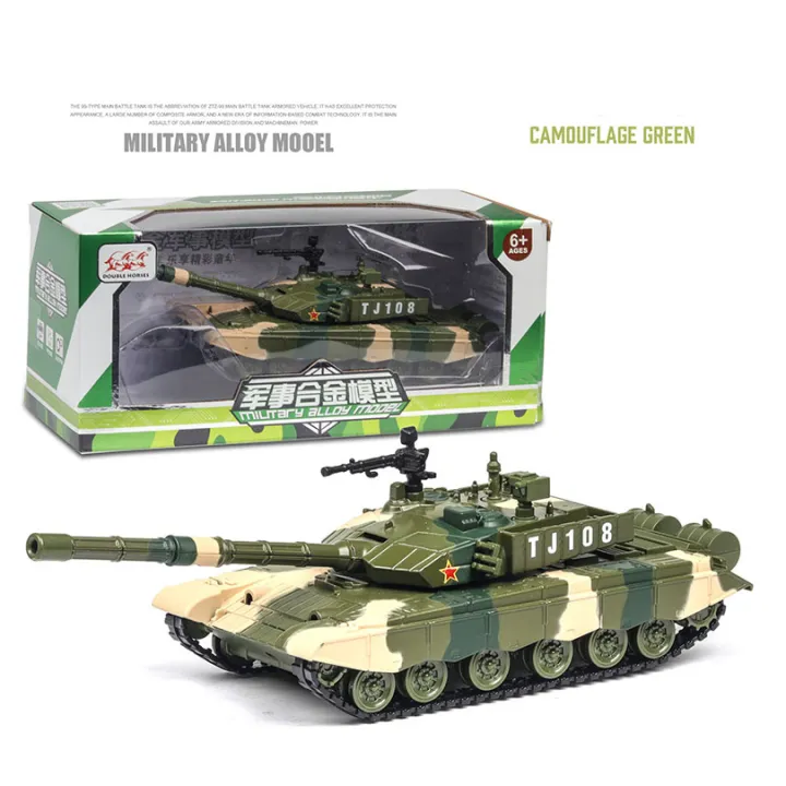 Pull back tank double main battle model, metal alloy military model ...