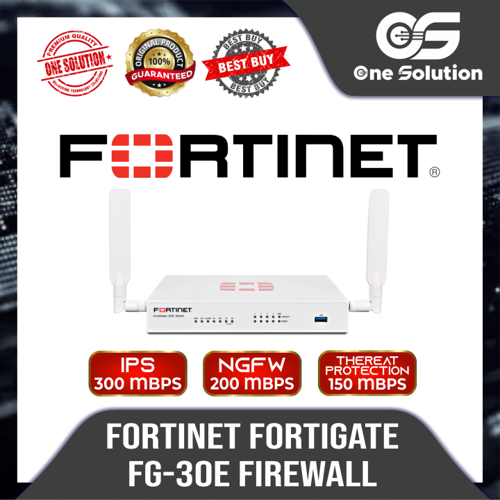 Fortinet FortiGate 30E-3G4G Firewall, 4-port GE RJ45 Switch, 1-port GE ...