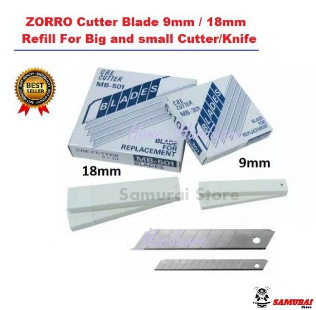 （100% Original) ZORRO Cutter Blade 9mm / 18mm Refill For Big and Small ...