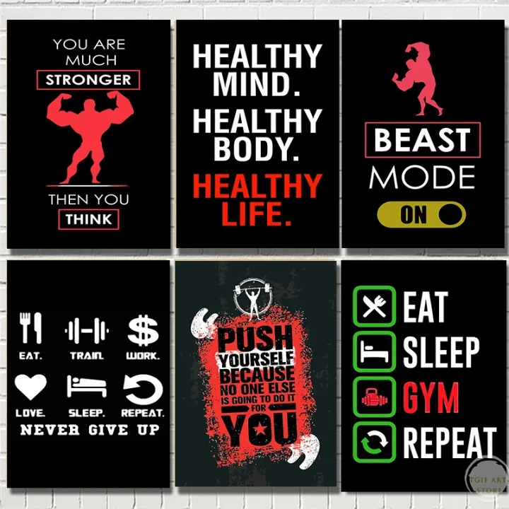 Workout Motivational Fitness Quotes Poster Wall Art Picture ...