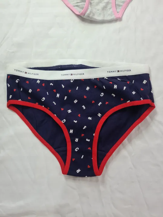Tommy Girls Printed Brief with Different Color Leg Piping and White ...