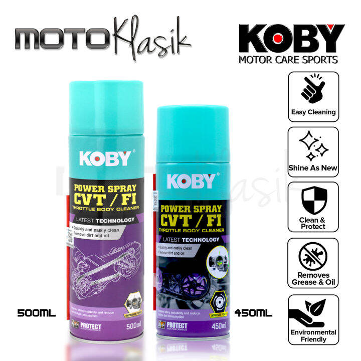 KOBY POWER SPRAY CVT/FI THROTTLE BODY CLEANER 450ML / 500ML CVT CLEANER ...