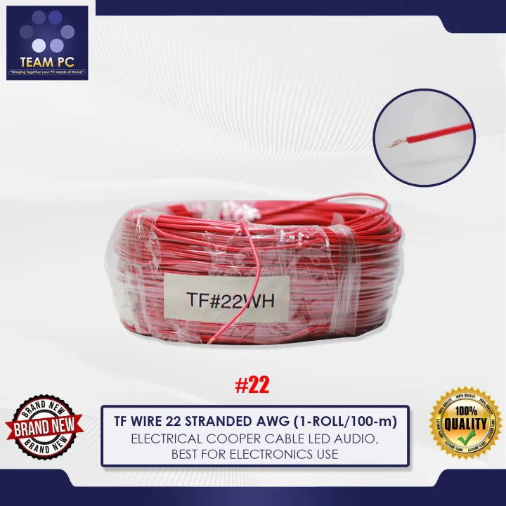TF WIRE 22 STRANDED AWG (1-ROLL/100-m), ELECTRICAL COOPER CABLE LED ...