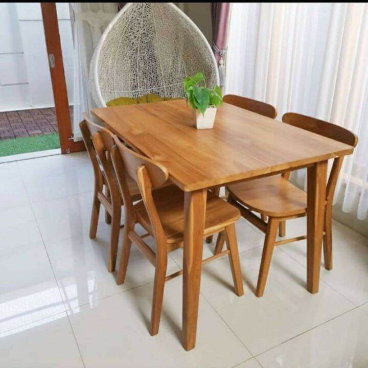 Meja Kursi Makan Minimalis Ukuran Meja 120 x 80 x 75 4 Kursi | Lazada ...