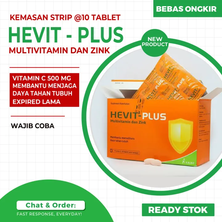 hevit plus vitamin C 500 Mg B1 B6 B12 E 30 IU Zinc multivitamin KALBE ...