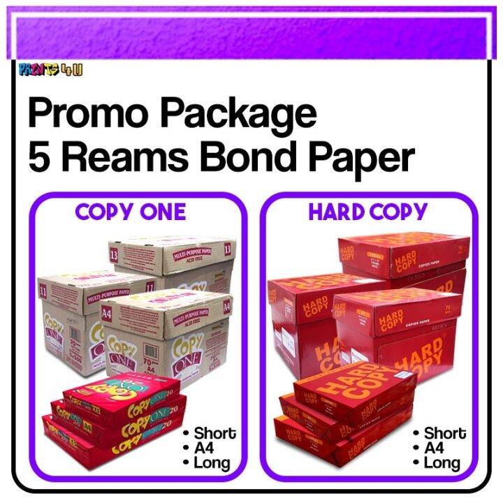 (5 Rims 1 Box) Bond Paper Copy One Hard Promo Bundle | Lazada PH