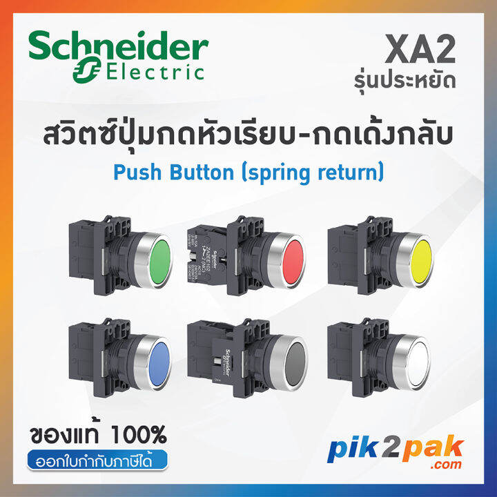XA2 สวิตซ์ปุ่มกดหัวเรียบ-เด้งกลับ, Ø22mm, พลาสติก - Schneider Electric ...