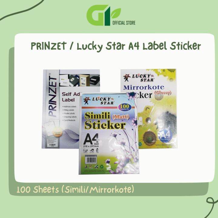[GY Office] PRINZET / Lucky Star A4 Label Sticker (100 Sheets) (Simili ...