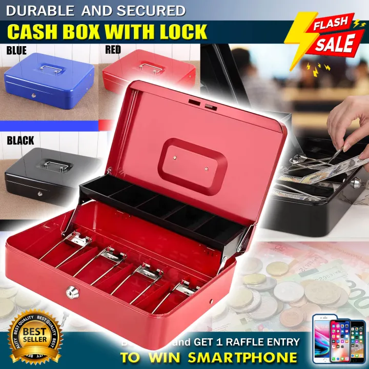 **Best Seller** Cash Box With Money Tray And Lock, Lock Safe Box With ...