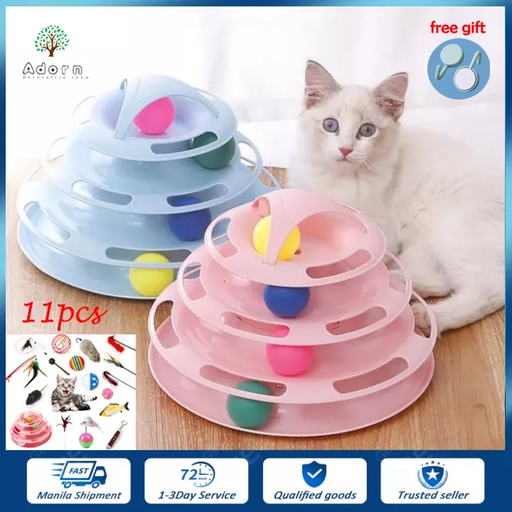 【Pets 】Interactive Toys Cats Four-tier Turntable Pet Intellectual Track ...