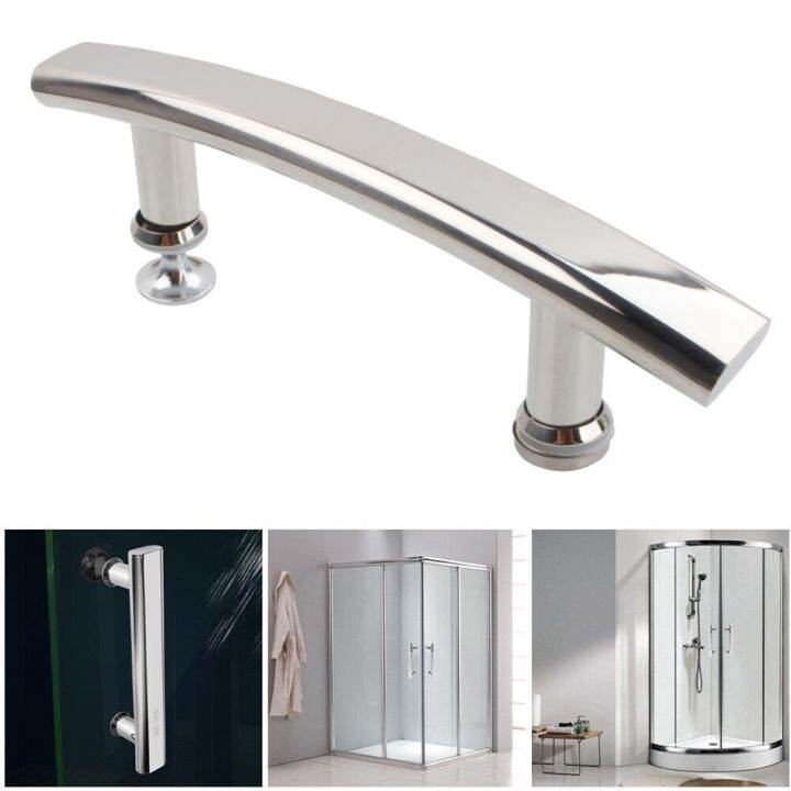 Stainless Steel Chrome Shower Door Handles Arc Flat Tube Handle For ...