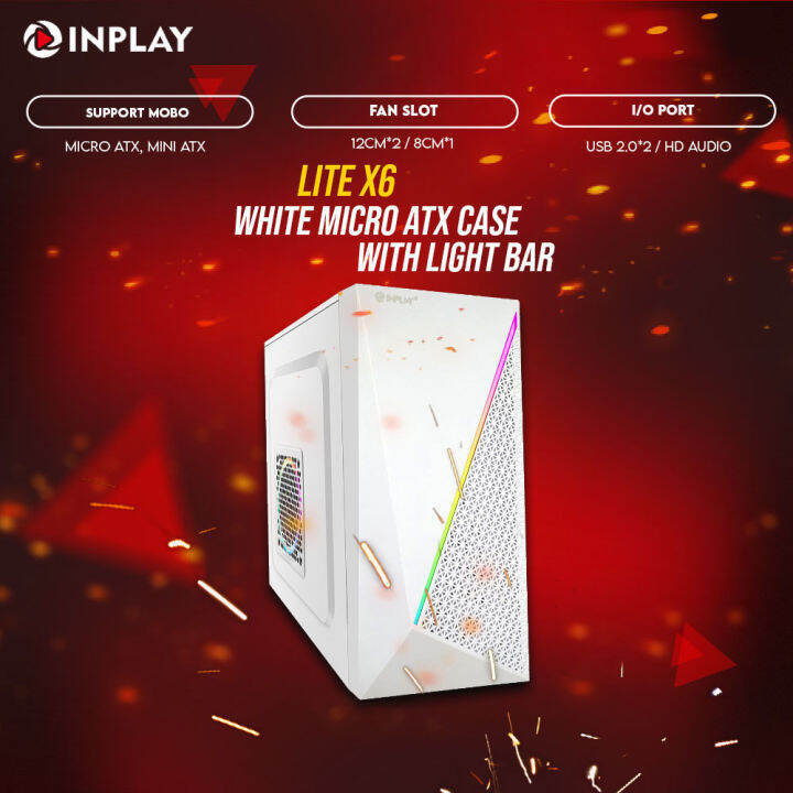 Inplay Lite X6 | White | White Micro ATX Case with Light Bar | Inplay ...