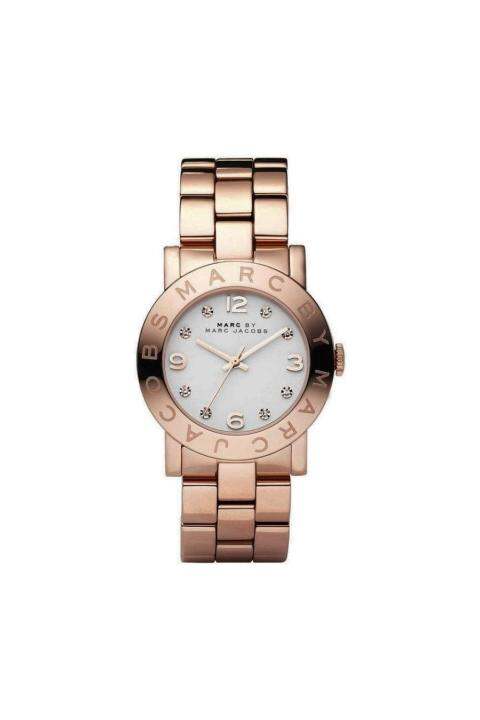 นาฬิกาข้อมือผู้หญิง MARC JACOBS Amy White Dial Rose Gold Tone Stainless ...
