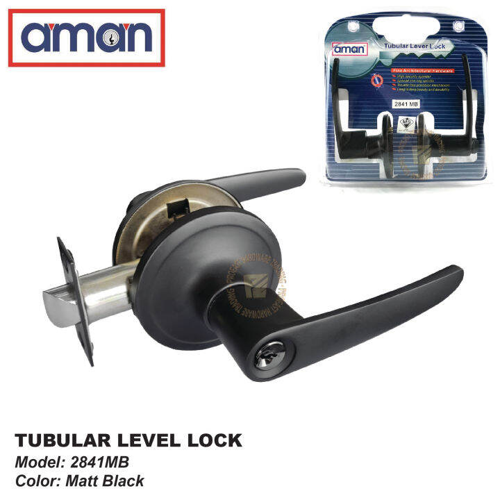 Aman [ 2841MB ] Entrance Tubular Lever Door Lock Set - Matte Black | Lazada