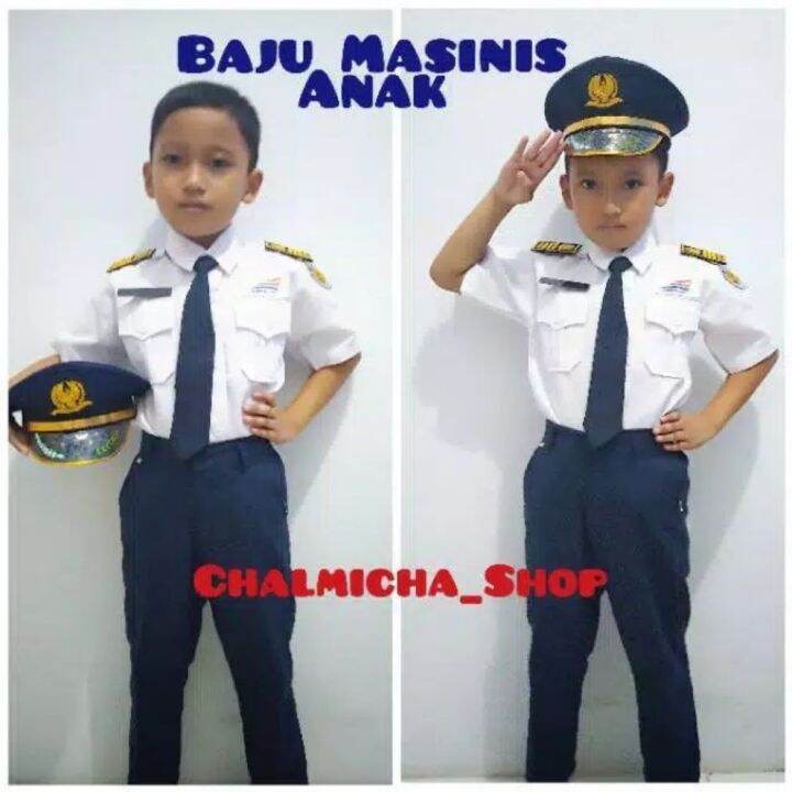 Baju Profesi Masinis Anak Seragam Kereta Api Kostum Karnaval | Lazada ...