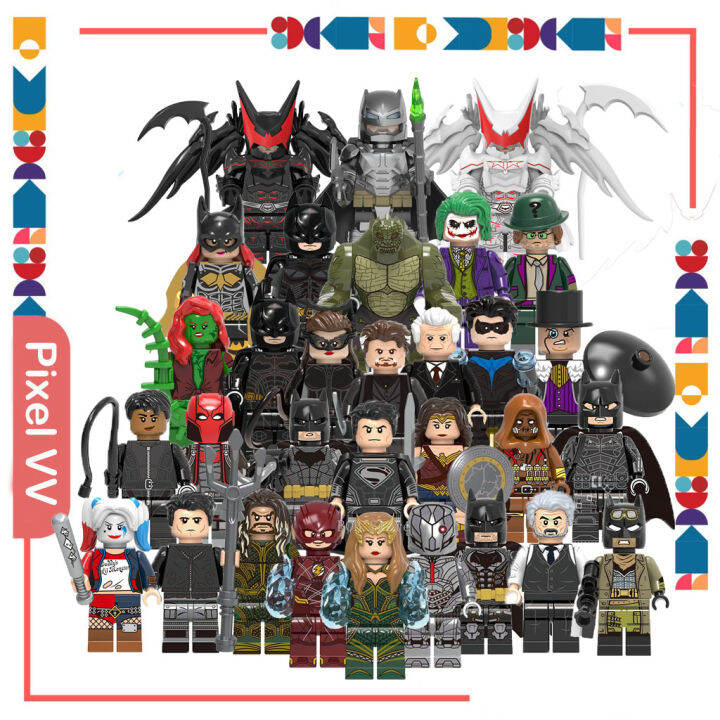 Justice League Minifigures Hellbat Superman Wonder Woman Aquaman Gotham ...