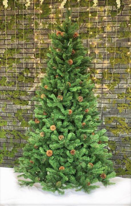 Christmas Tree 6ft Woodland Pine Tree with Needle & Pinecone Metal Foot ...