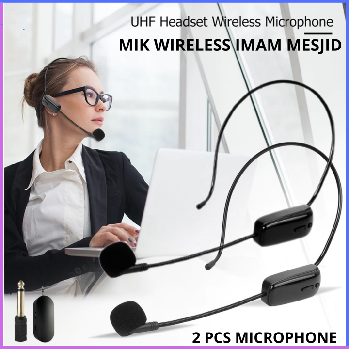 CL COD TaffSTUDIO Wireless Microphone 2.4G Headset 2 PCS with Receiver SI02 / mic mik buat imam ...