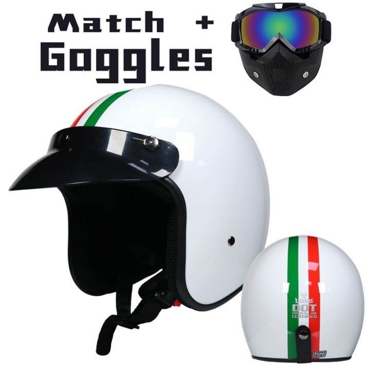 VAPE Motorcycle helmet retro 4/3 half leather open face Harley ...