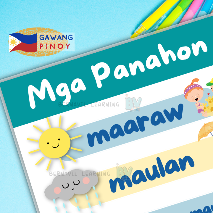 Weather Chart | Filipino/ Tagalog Laminated Educational Chart ( Mga ...