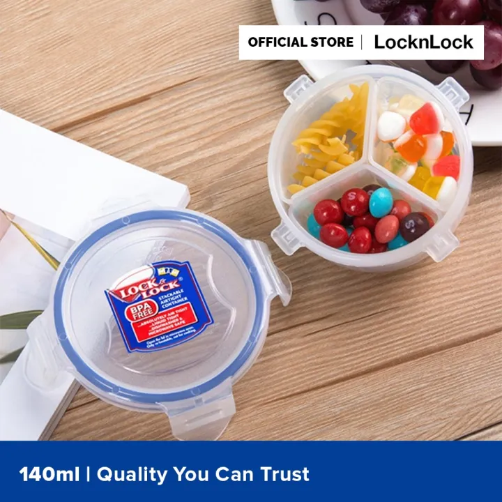LocknLock Classic Airtight Round Food Container with Divider 140ml ...