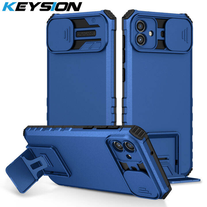 KEYSION เคสเกราะกันกระแทกสำหรับ Samsung A04 Push Pull Camera Protection Live Stand Phone Cover ...