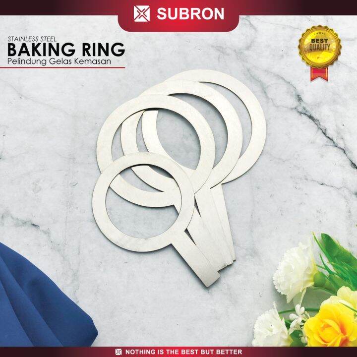 SUBRON Baking Ring Stainless Pelindung Gelas Kemasan Creme Brulee Bubble Milk Tea Penahan Torch ...