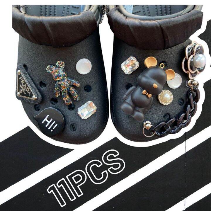 11pcs Black shinybear croc jibbitz Charm Button Fashion Shoes ...