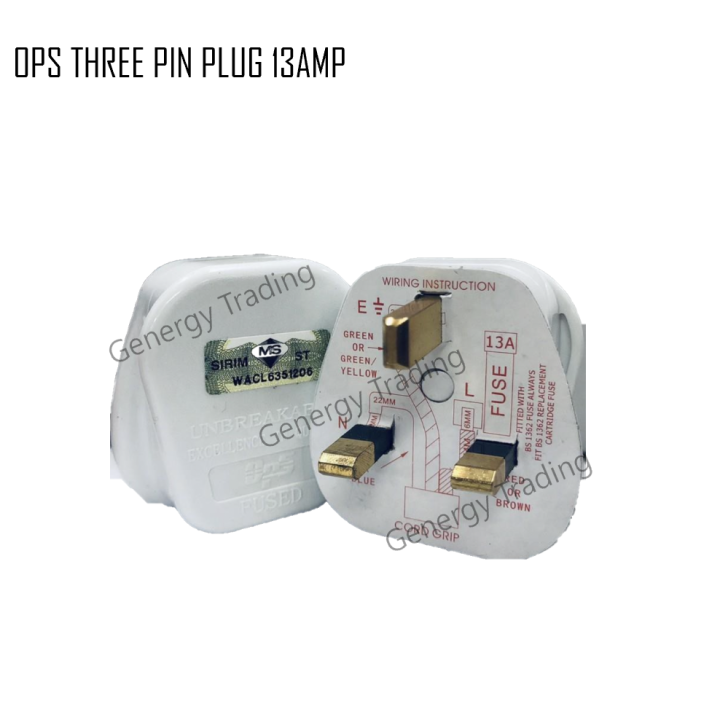 [Genergy Trading] OPS THREE PIN PLUG TOP 13A 250V / FUSED PLUG TOP with ...