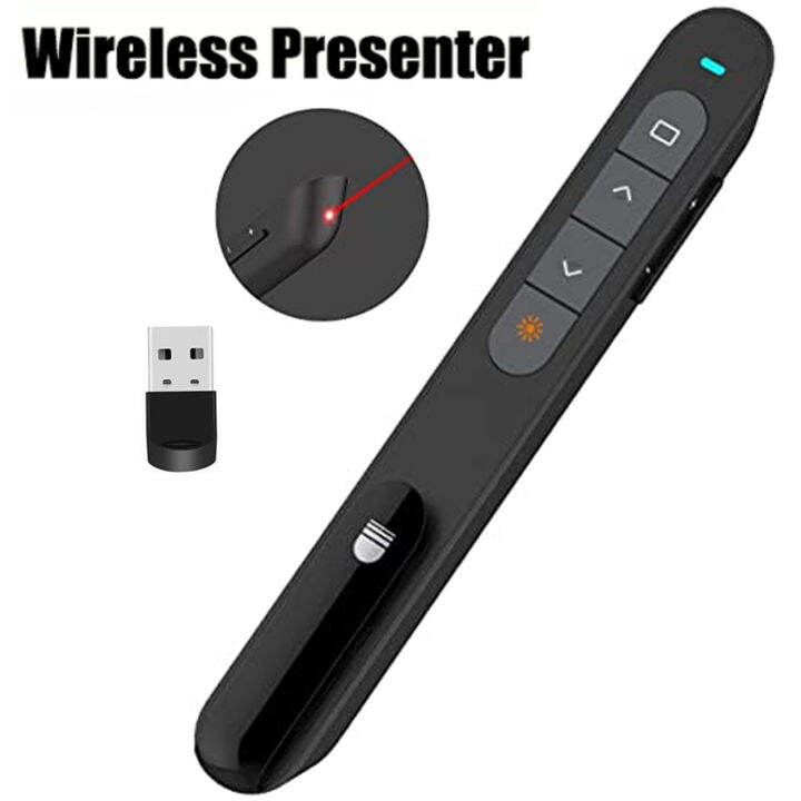 Wireless Presenter, 2.4Ghz USB Wireless Presenter Red Laser Pointer PPT Remote Control for ...