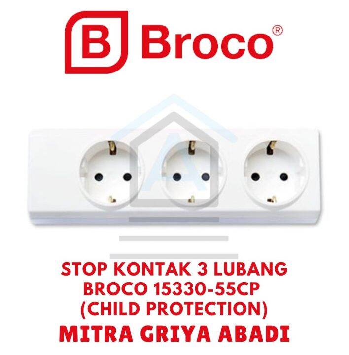 Stop Kontak 3 Lubang Broco 15330-55CP (Child Protection) | Lazada Indonesia