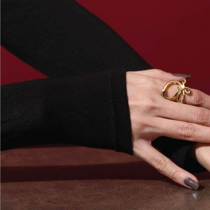 SWAN - Boom Boom Ring แหวนตัวอักษรจีน แหวนเงินแท้ชุบทอง | Lazada.co.th