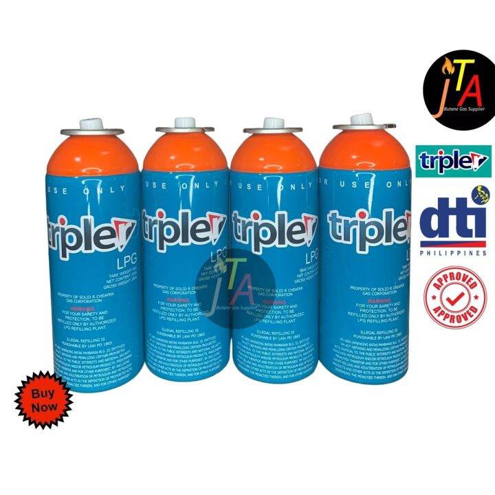 Buvan Tripler Butane Gas Refilliable Aluminum Canister with Gas 200g ...