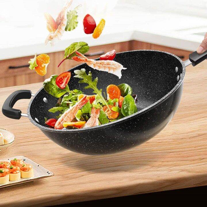 AKOIKAW Modern Non-Stick wok Traditional Chinese Cooking Wok Easy To ...
