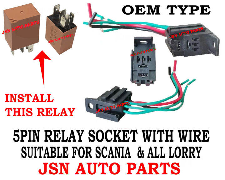 5PIN RELAY SOCKET WITH WIRE OEM TYPE SUITABLE FOR SCANIA & ALL CAR ...