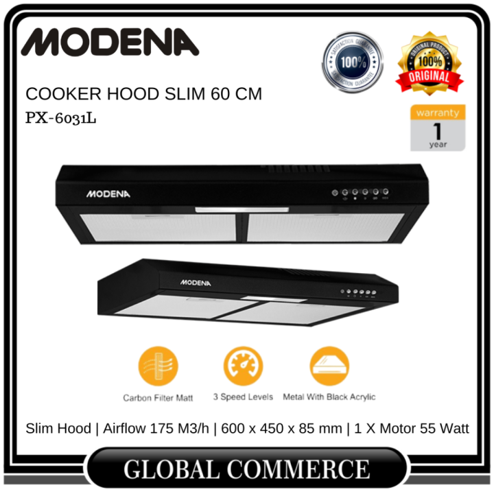 MODENA Slim Hood 60 cm PX6031L Penghisap Asap PX-6031-L | Lazada Indonesia