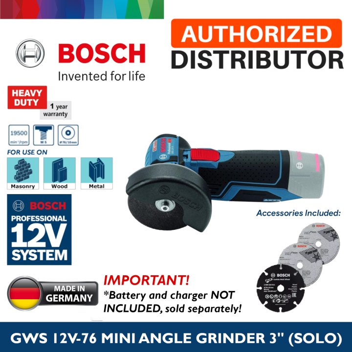 ORIGINAL Bosch 12V Brushless Angle Grinder GWS 12V-76 3" Disc For Wood ...