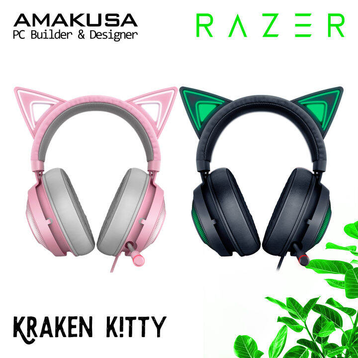 Razer Kraken Kitty Black Pink Wired USB Gaming Headset Headphone Ultra ...