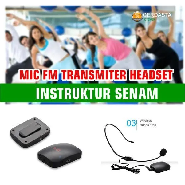 CERDASTA Wireless Fm transmiter Microphone headset Instruktur senam ...