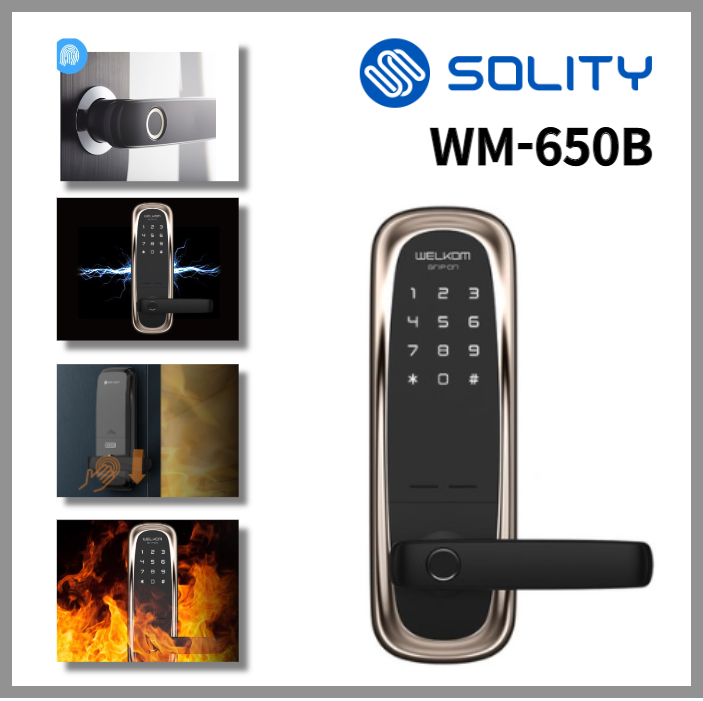Welcom WM-650B non-perforated with handle door lock fingerprint ...
