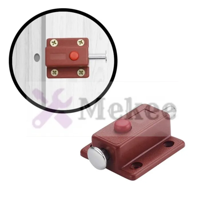Cabinet window push button to lock door bolt latch plastic spring load ...