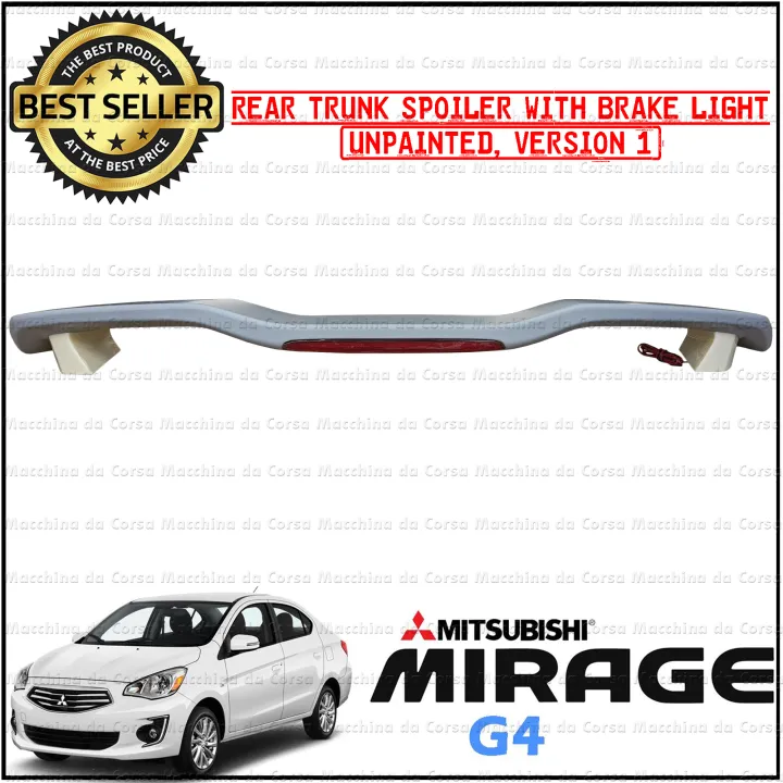 Mitsubishi Mirage G4 Rear Trunk Spoiler w/ Brake Light (Unpainted ...