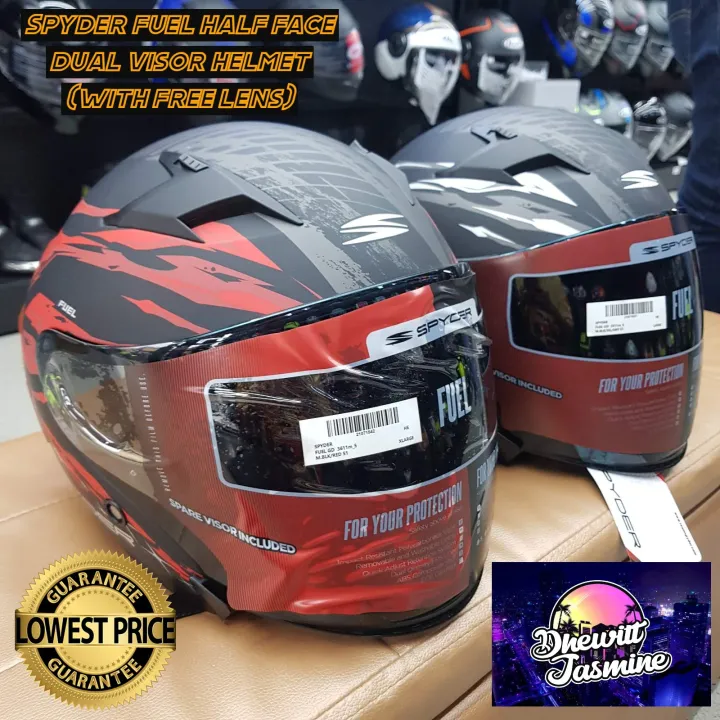 Spyder fuel half face dual visor helmet (with free lens) | Lazada PH