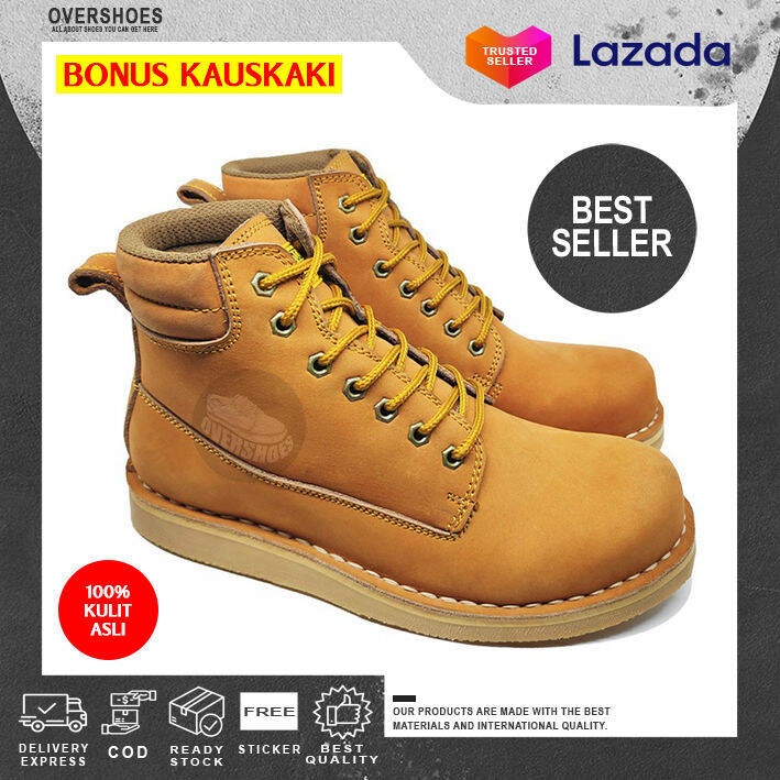 100% KULIT - SEPATU SAFETY PRIA - SEPATU BOOTS BIKER - SEPATU BOOT ...