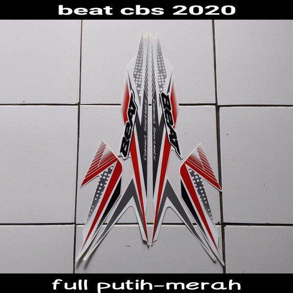 stiker striping Motor beat fi cbs 2020 full putih-merah | Lazada Indonesia
