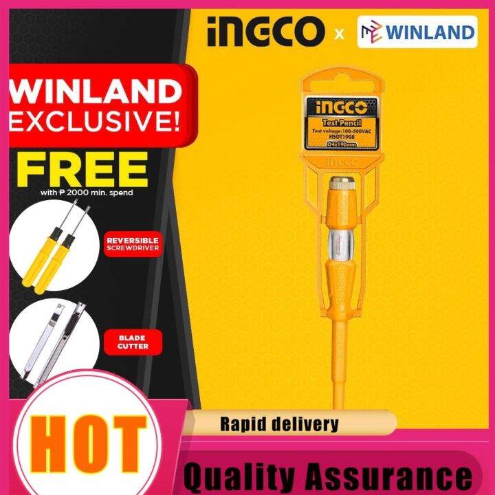 INGCO by Winland Test Pencil AC Voltage Tester Test Light HSDT1908 ING ...