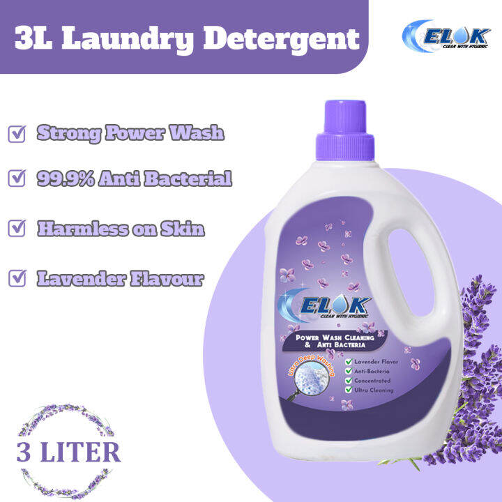 Elok Power Wash & Anti-Bacterial Detergent with Lavender Flavour 3L ...